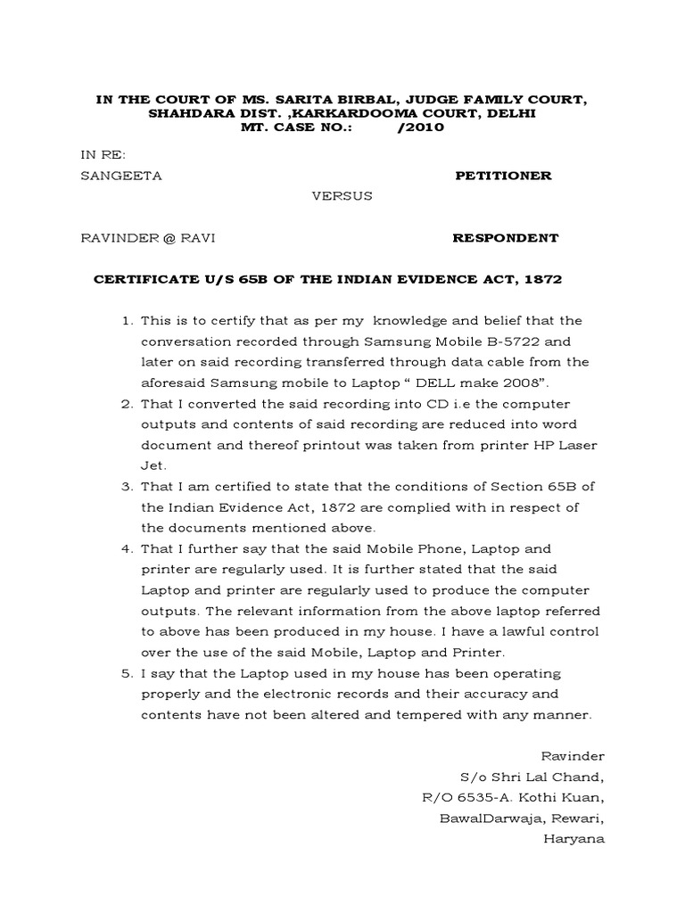 65B Certificate | PDF