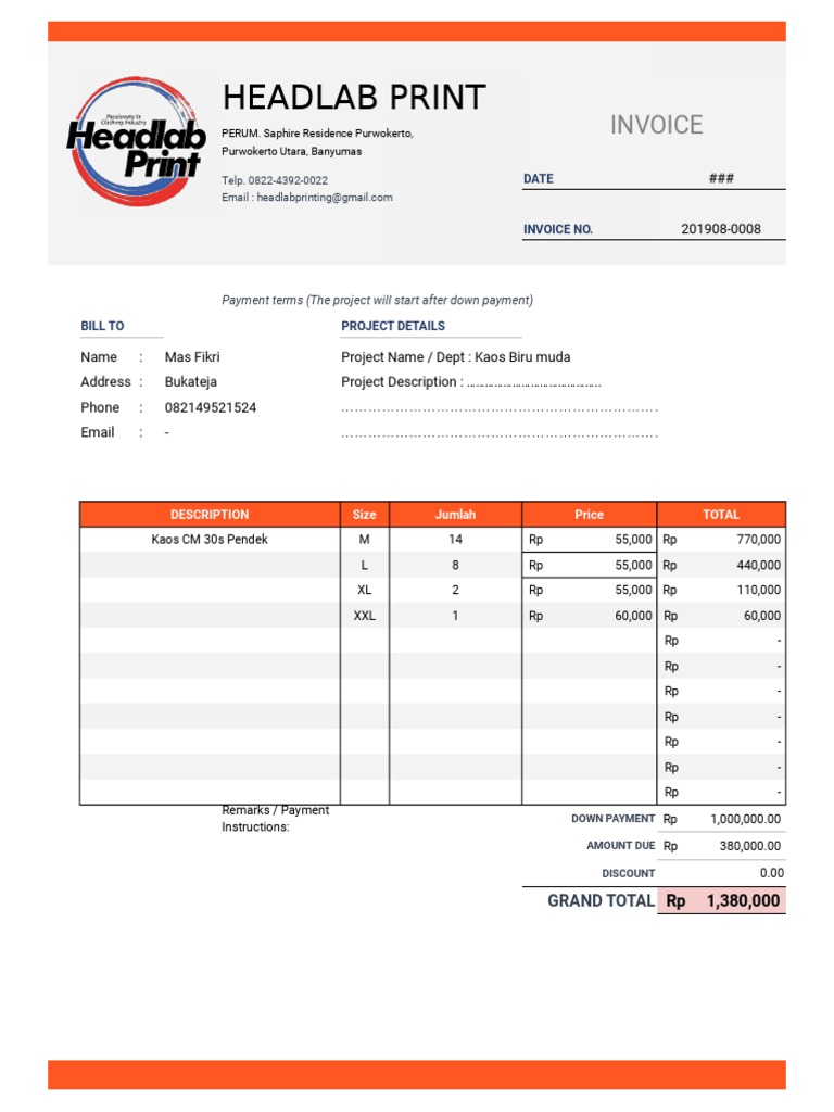 Invoice for Custom T-Shirt Order | PDF | Business Documents | Accounting