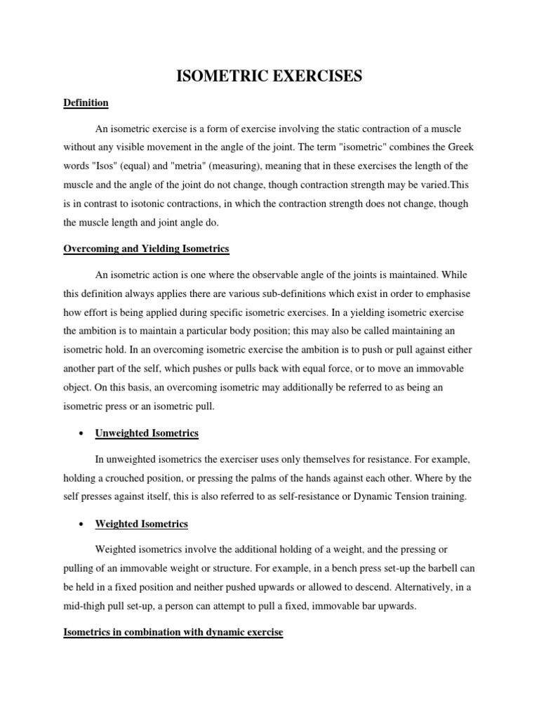 Isometric Exercises | PDF | Weight Training | Management Of Obesity