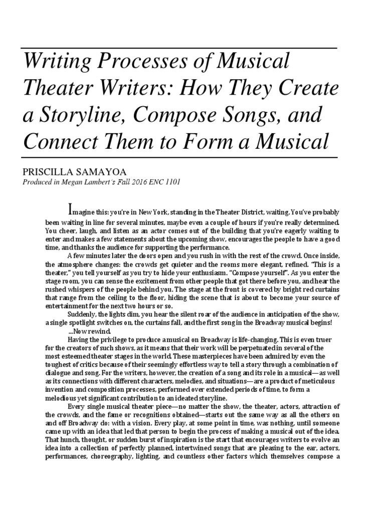 Writing For Theater | PDF | Hamilton (Musical) | Musical Theatre