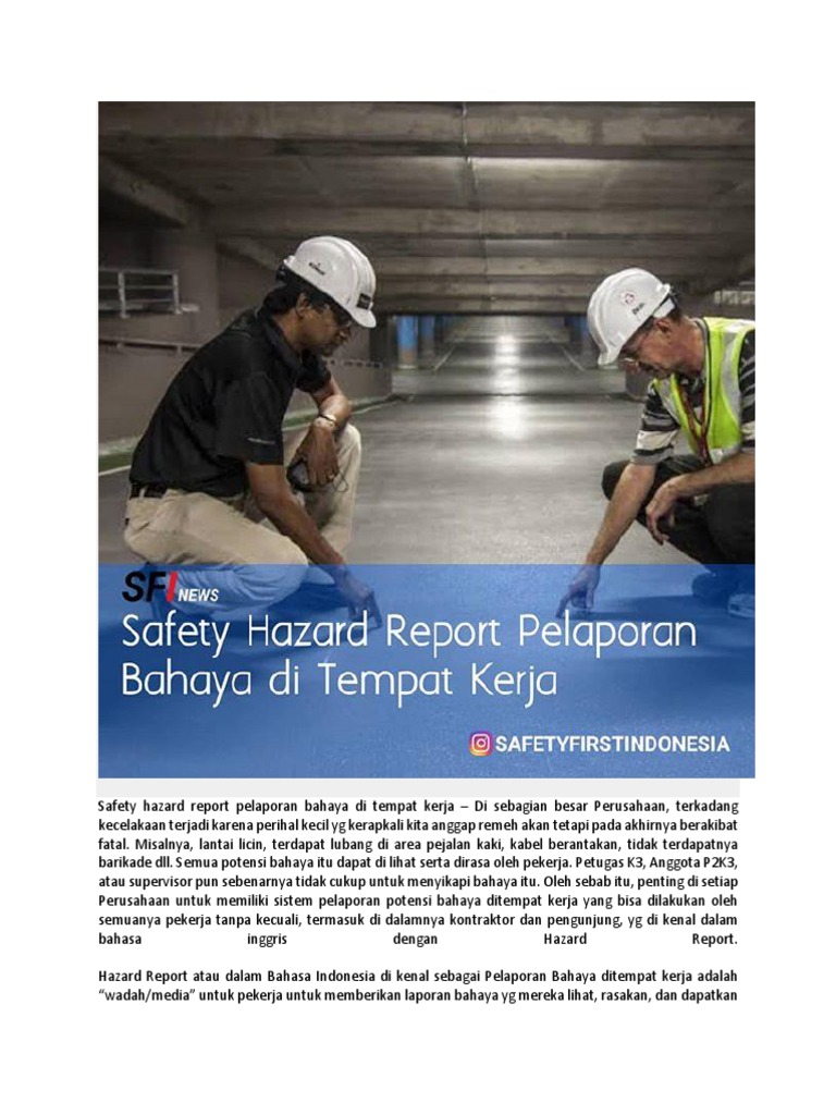 Safety Hazard Report Pelaporan Bahaya Di Tempat Kerja | PDF