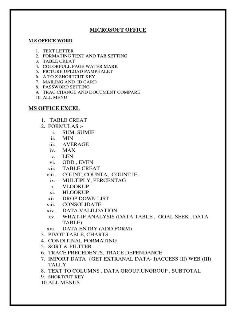 Microsoft Office Notes | PDF | Art | Computers