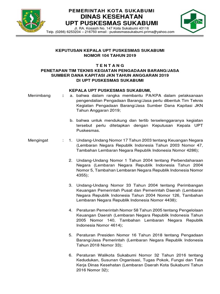 SK Tim Teknis Pengadaan | PDF