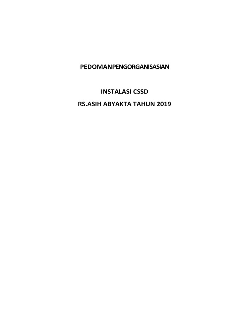 Pedoman Pengorganisasian CSSD | PDF