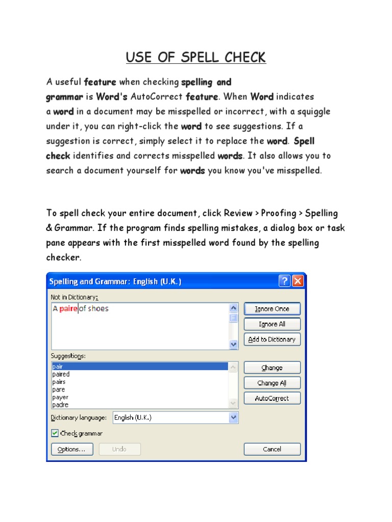 Use of Spell Check | PDF