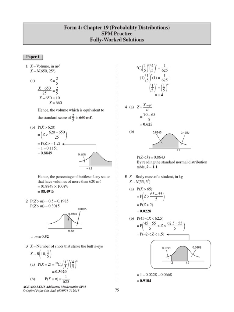 Form 4: Chapter 19 (Probability Distributions) SPM Practice Fully ...