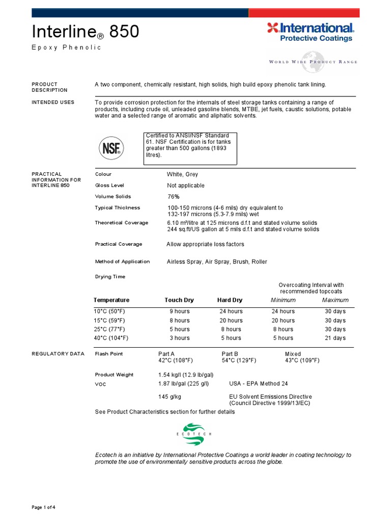 Interline 850 | PDF | Ventilation (Architecture) | Epoxy