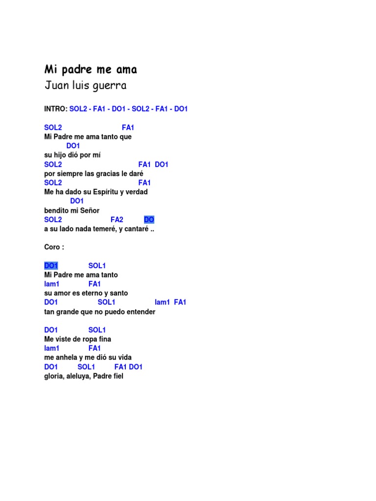 Mi Padre Me Ama - Juan Luis Guerra | PDF