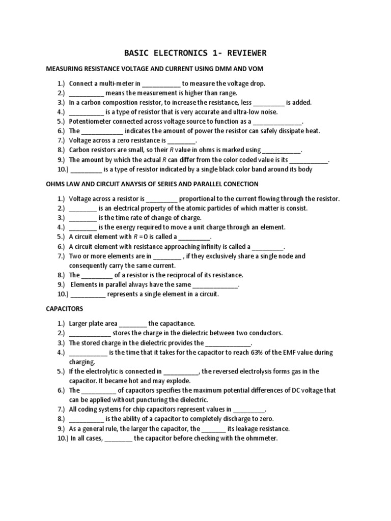 Basic Electronics 1-Reviewer: Measuring Resistance Voltage and Current ...