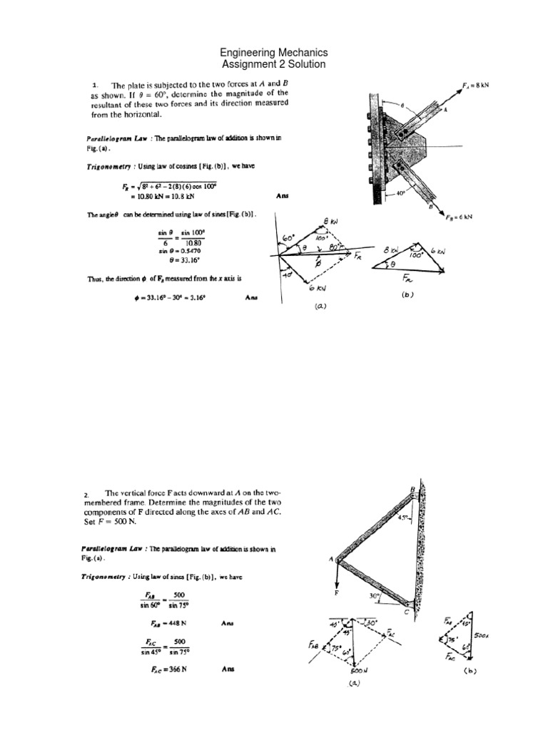 Eng Mech Assignment 2 Solution | PDF