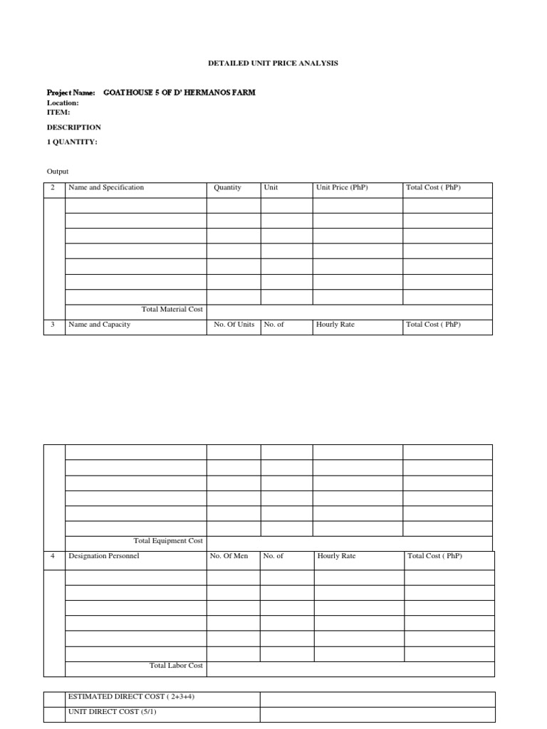 Detailed Unit Price Analysis | PDF