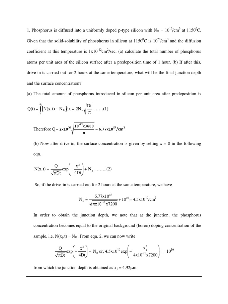 Vlsi Technology Assignments | PDF | Doping (Semiconductor) | Boron