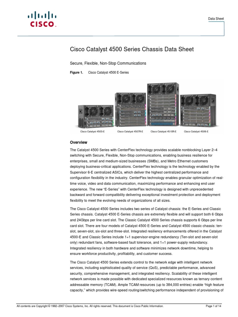 Cisco Catalyst 4500 Series Chassis Data Sheet: Secure, Flexible, Non ...