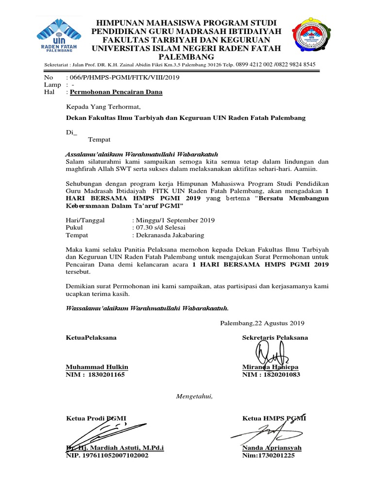 Surat Pencairan Dana | PDF