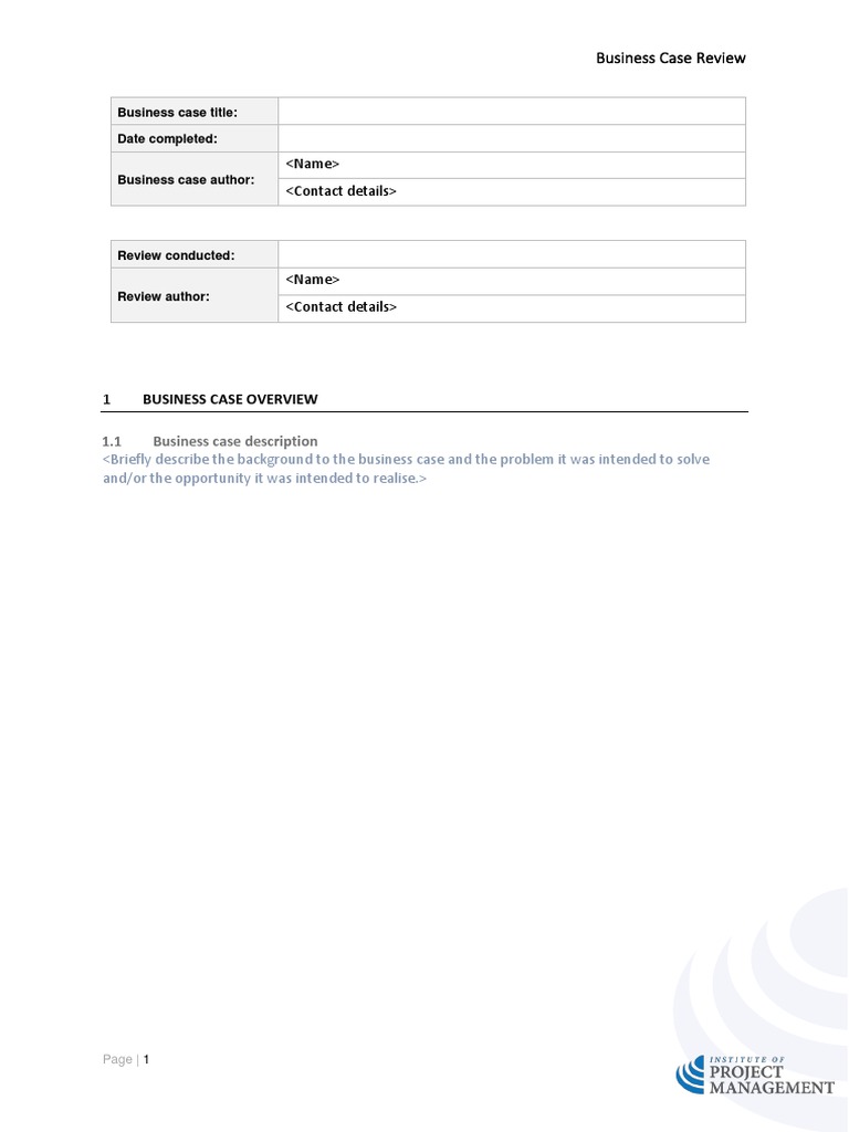 Business Case Review Template | Download Free PDF | Project Management ...