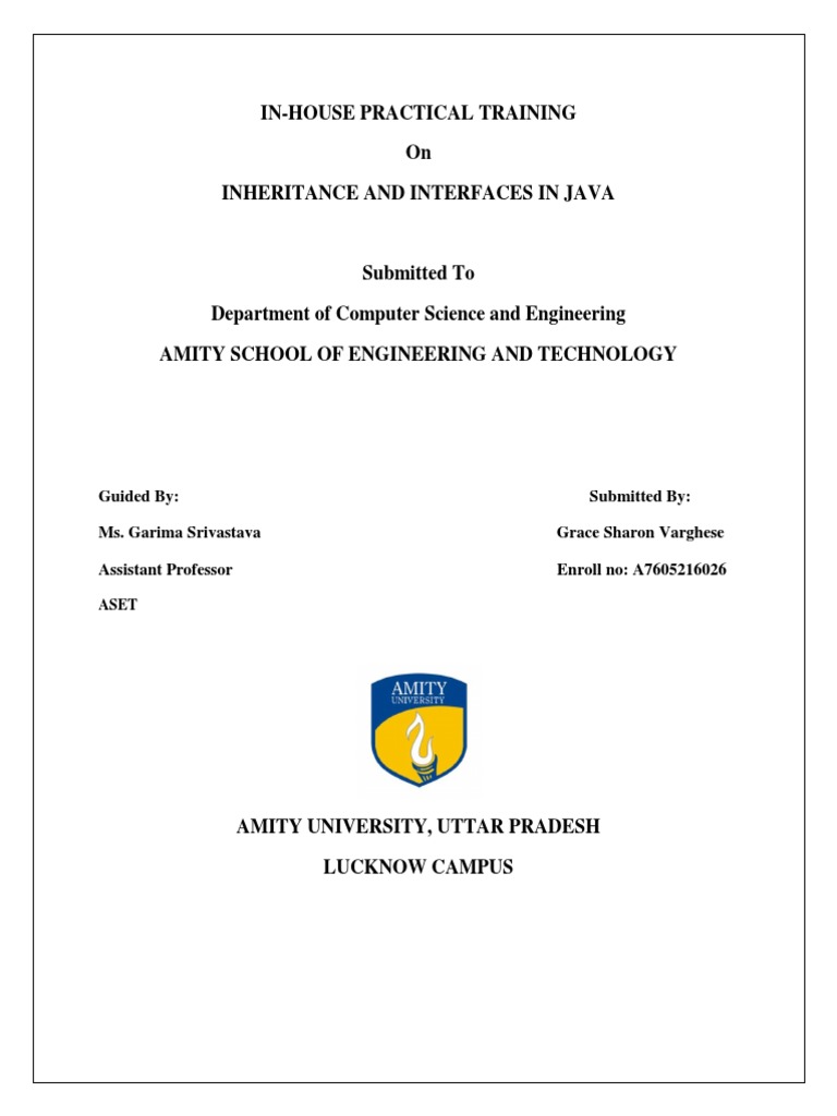 In House Practical Training On Inheritance And Interfaces In Java Pdf 1943