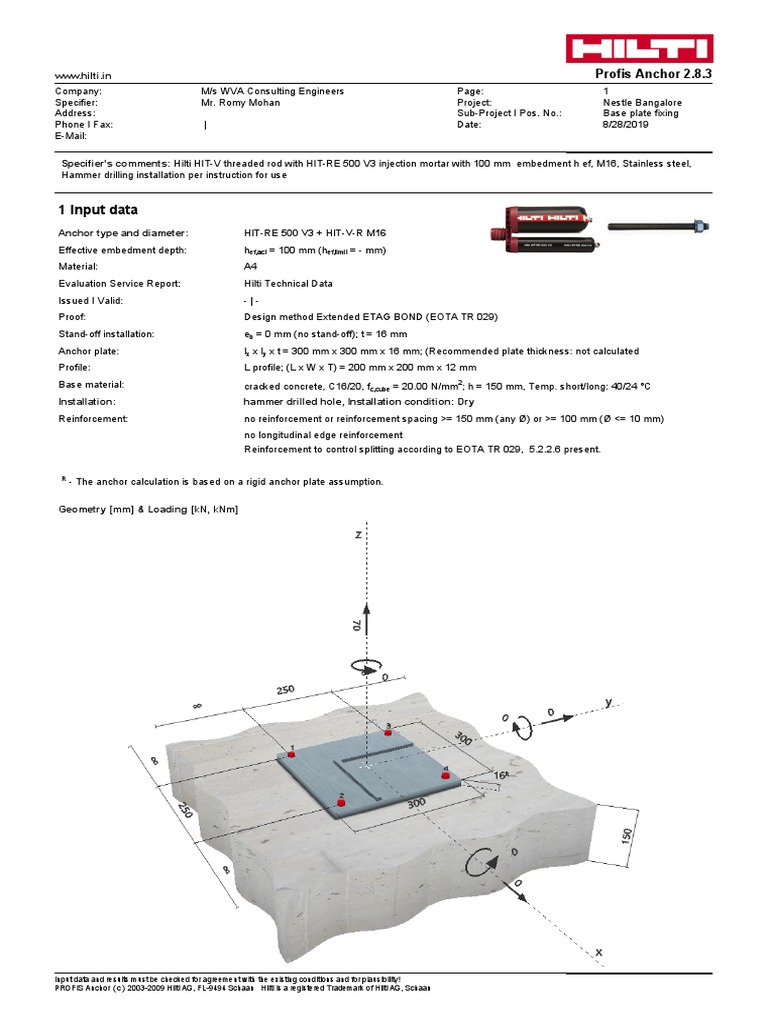 1 Input Data: WWW - Hilti.in | PDF | Deformation (Engineering) | Drill