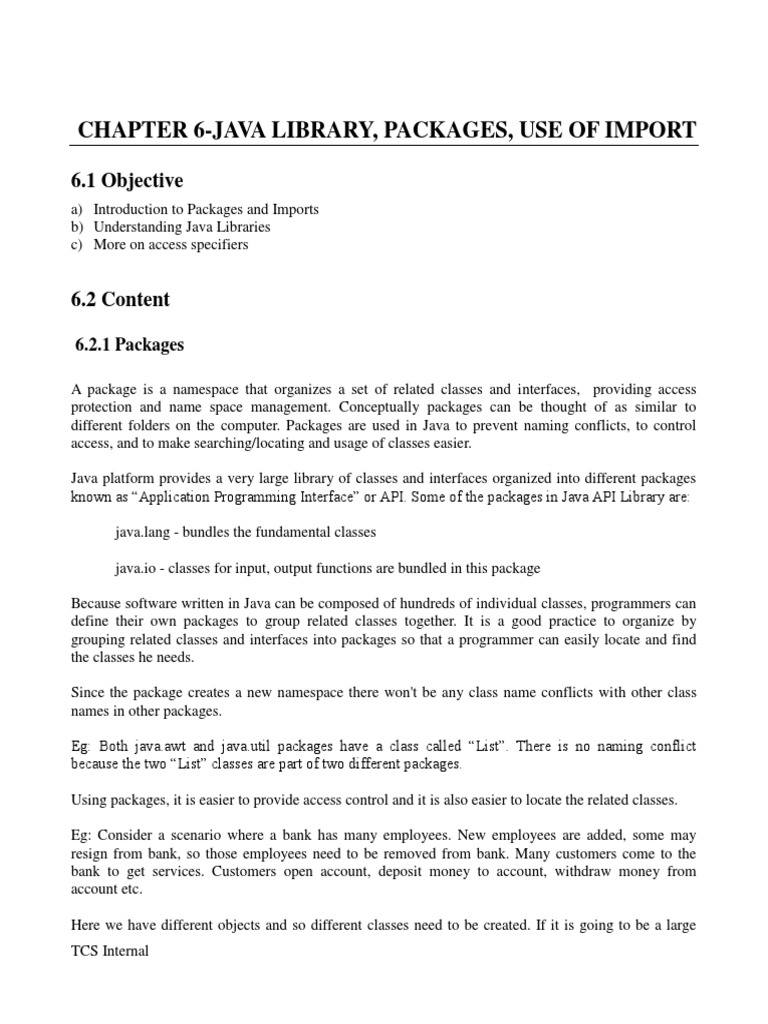 6 - Java Library, Packages, Use of Import PDF | PDF | Class (Computer ...
