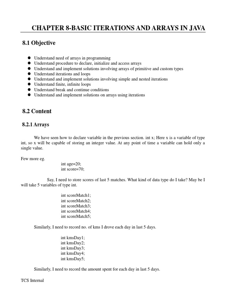 8 - Basic Iterations and Arrays PDF | PDF | Control Flow | Array Data Type