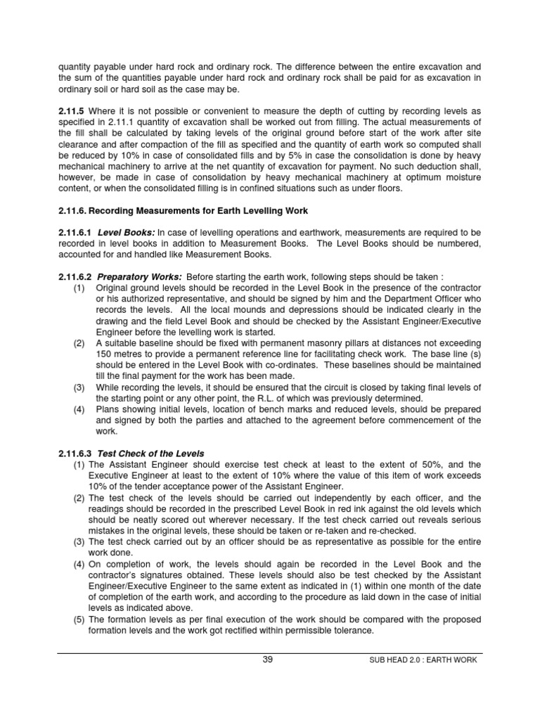 Excavation Guidelines per CPWD Standards | PDF | Basement | Soil