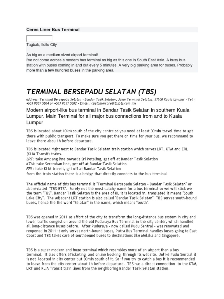 Ceres Liner Bus Terminal | PDF | Passenger Rail Transport | Public ...