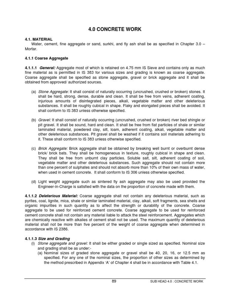 Civil Work Specification Part 11 | PDF | Construction Aggregate | Concrete