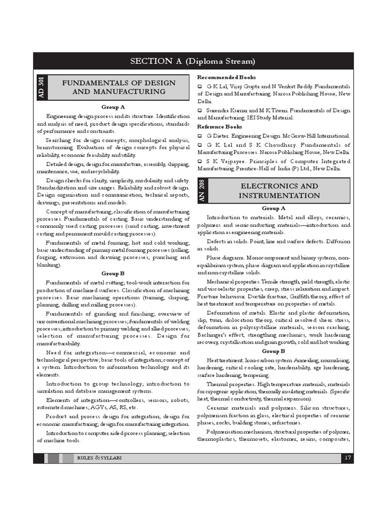 Section-A Syllabus AMIE | PDF | Deformation (Engineering) | Fracture