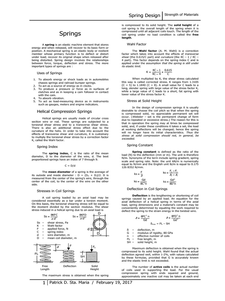 SM 04 Spring Short PDF | PDF | Young's Modulus | Stress (Mechanics)