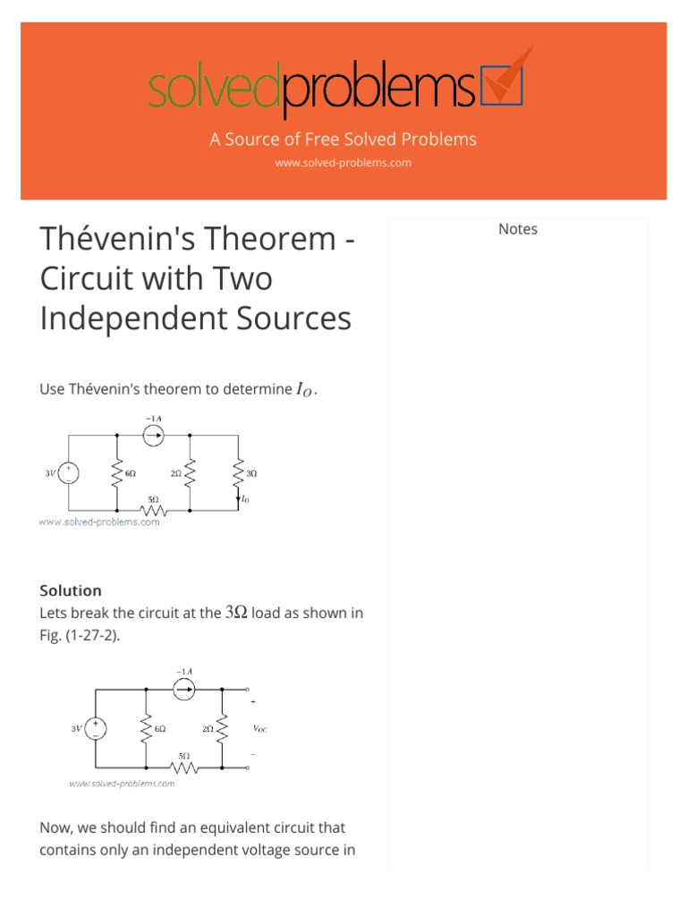 Thévenins Theorem Circuit With Two Independent Sources Solved Problems ... Thévenins Theorem Circuit With Two Independent Sources Solved Problems ...