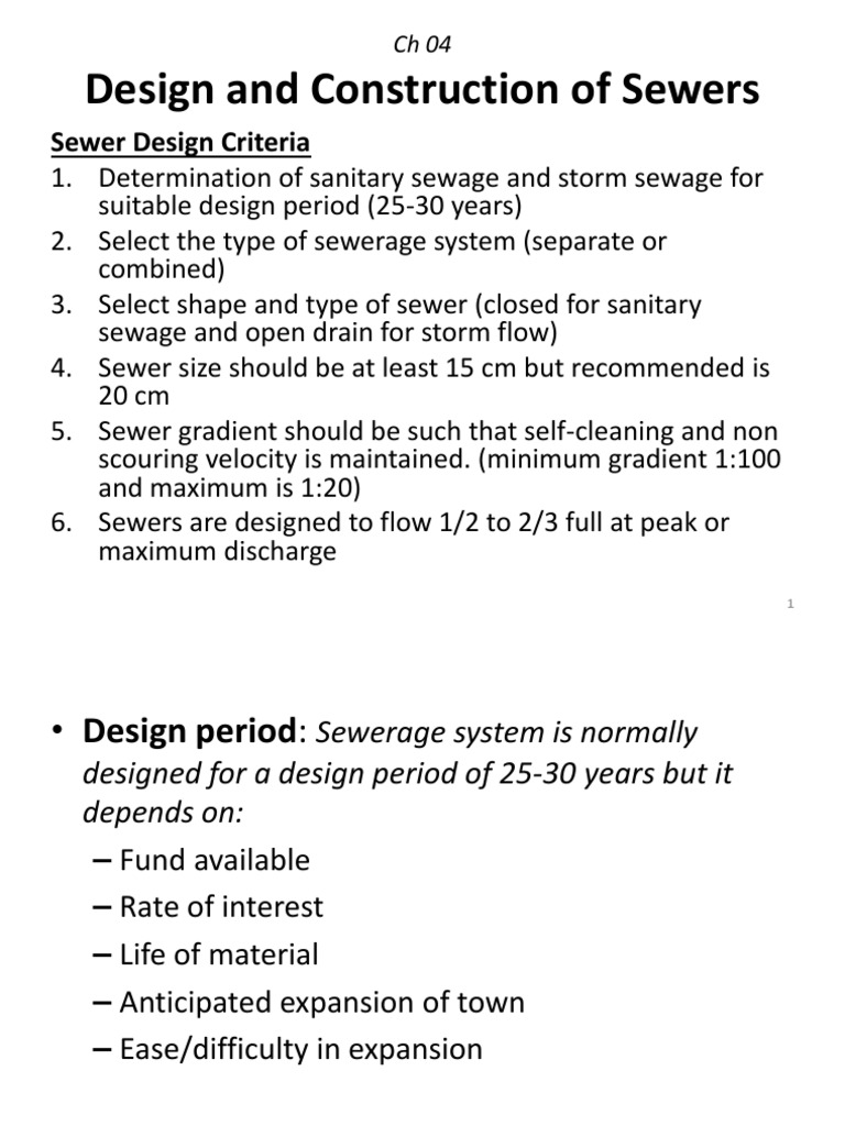 Design And Construction Of Sewers Pdf Sanitary Sewer Materials