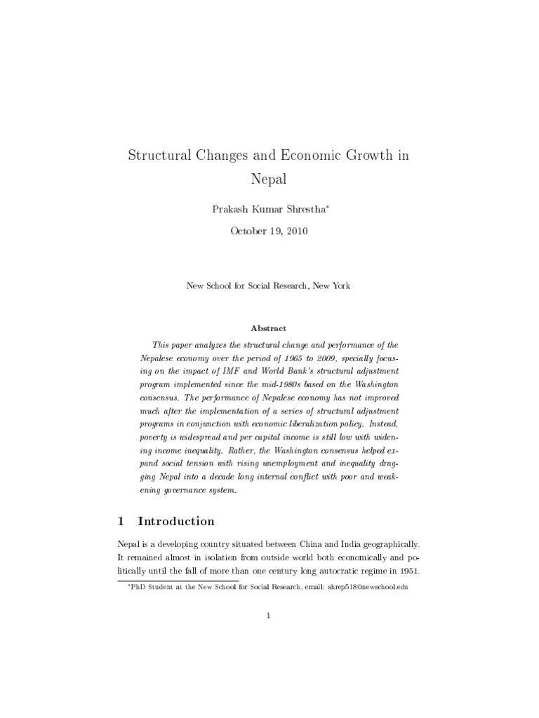 The Impact of Structural Adjustment Programs on Nepal's Economic Growth ...