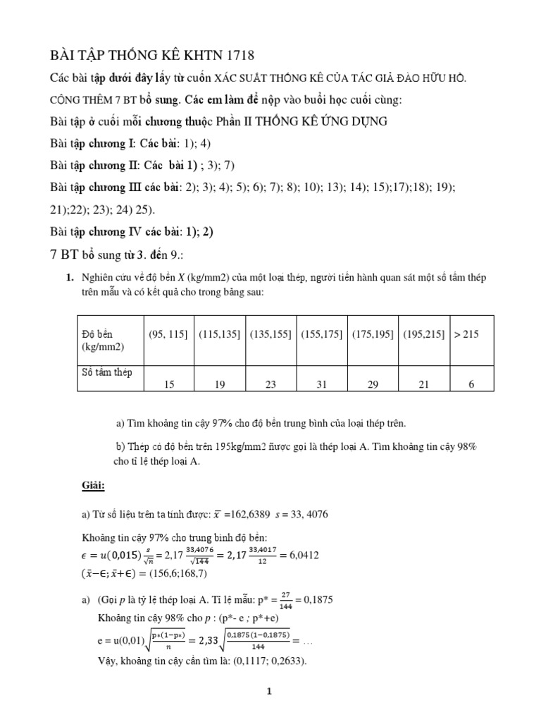 Bt Thống Kê Khtn 1718 | PDF