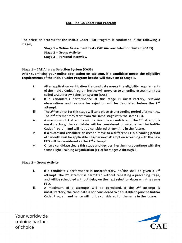 Selection Process For The IndiGo Cadet Pilot Program v4 | PDF | Government Information | Justice