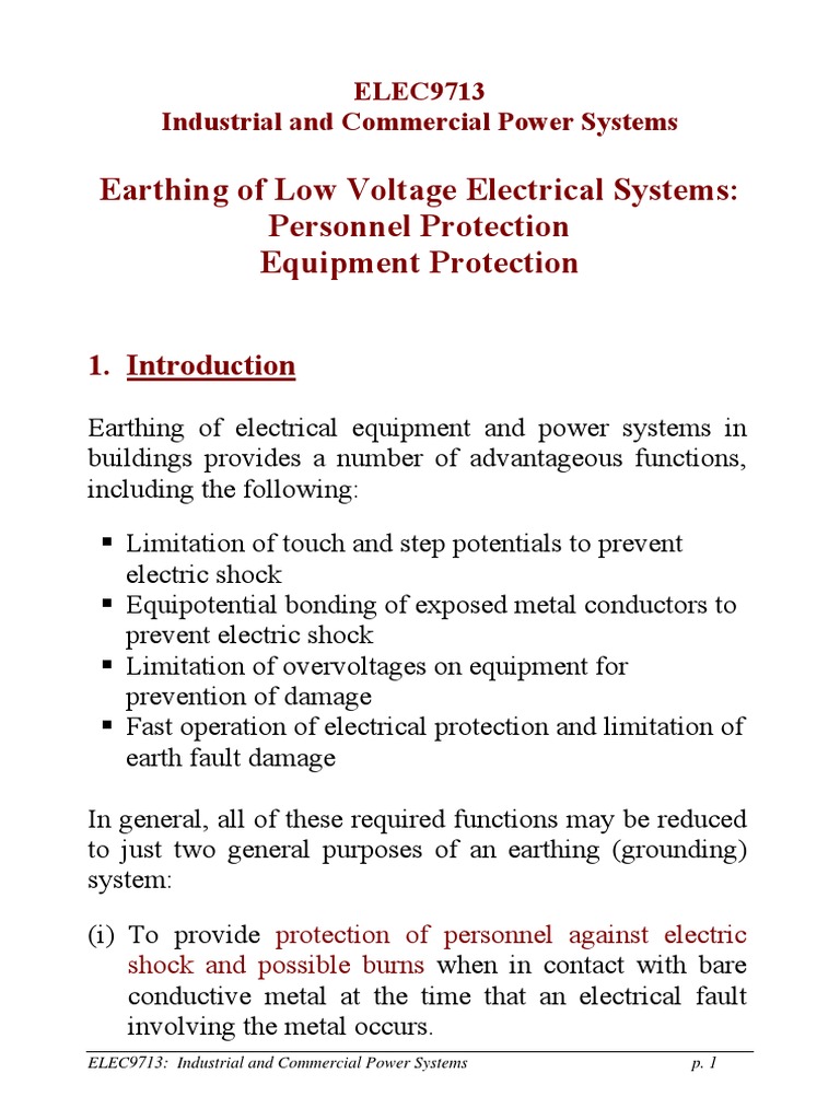 ELEC9713-11 Lec07 Earthing | PDF | Electric Power System | Electrical ...