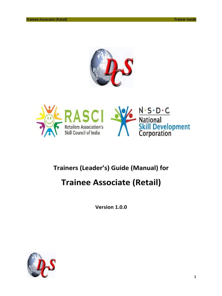 Trainee Associate (Retail) : Trainers (Leader's) Guide (Manual) For ...