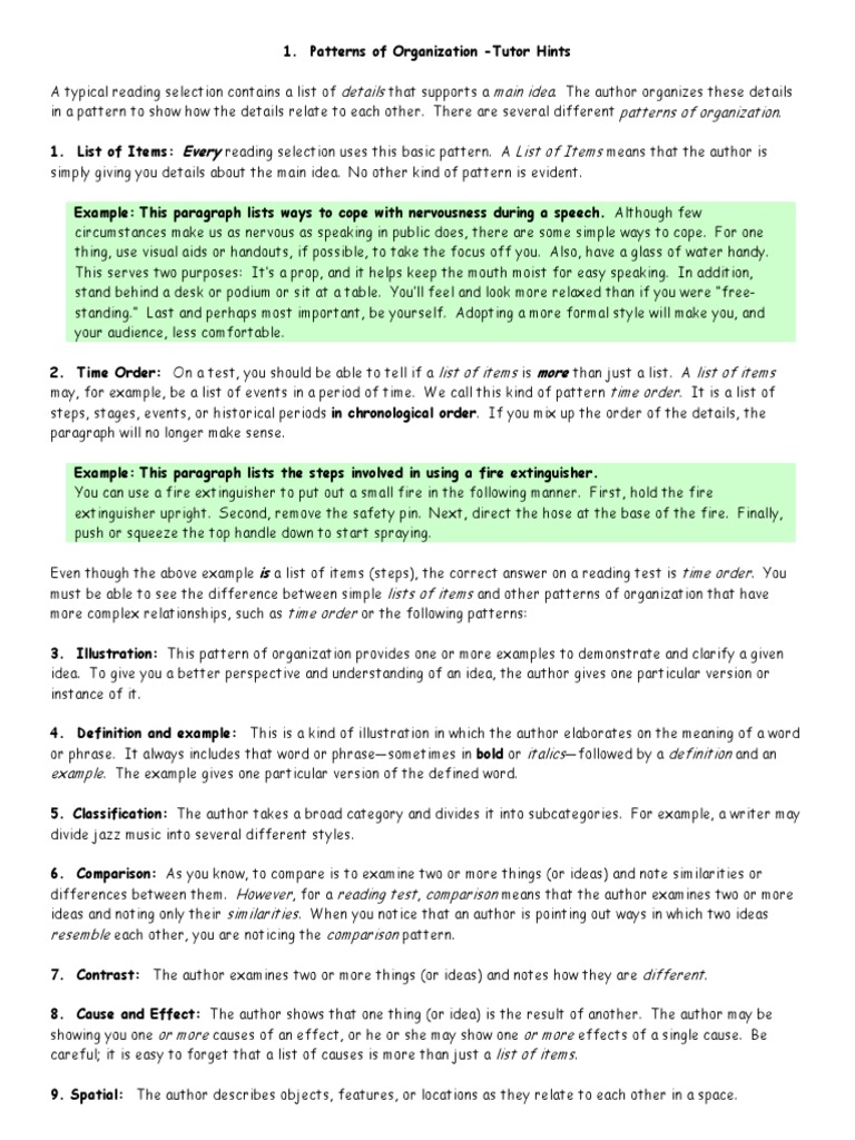 Patterns of Organization Hints | PDF | Causality | Definition