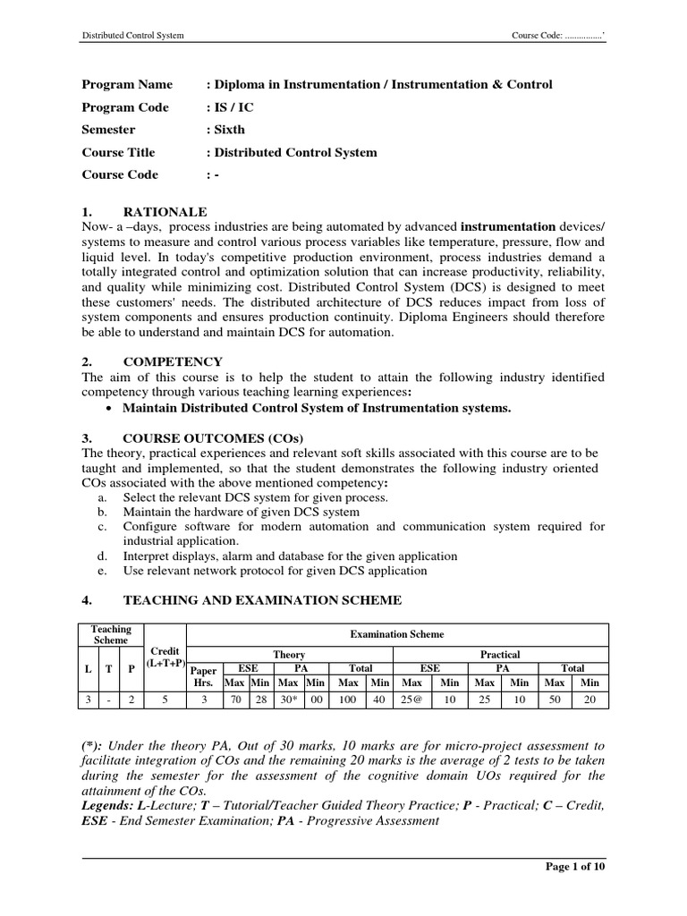 Distributed Control System Course Overview | PDF | Computer Program ...