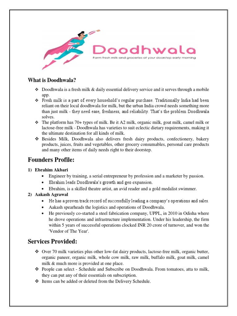What Is Doodhwala?: Founders Profile | PDF | Business