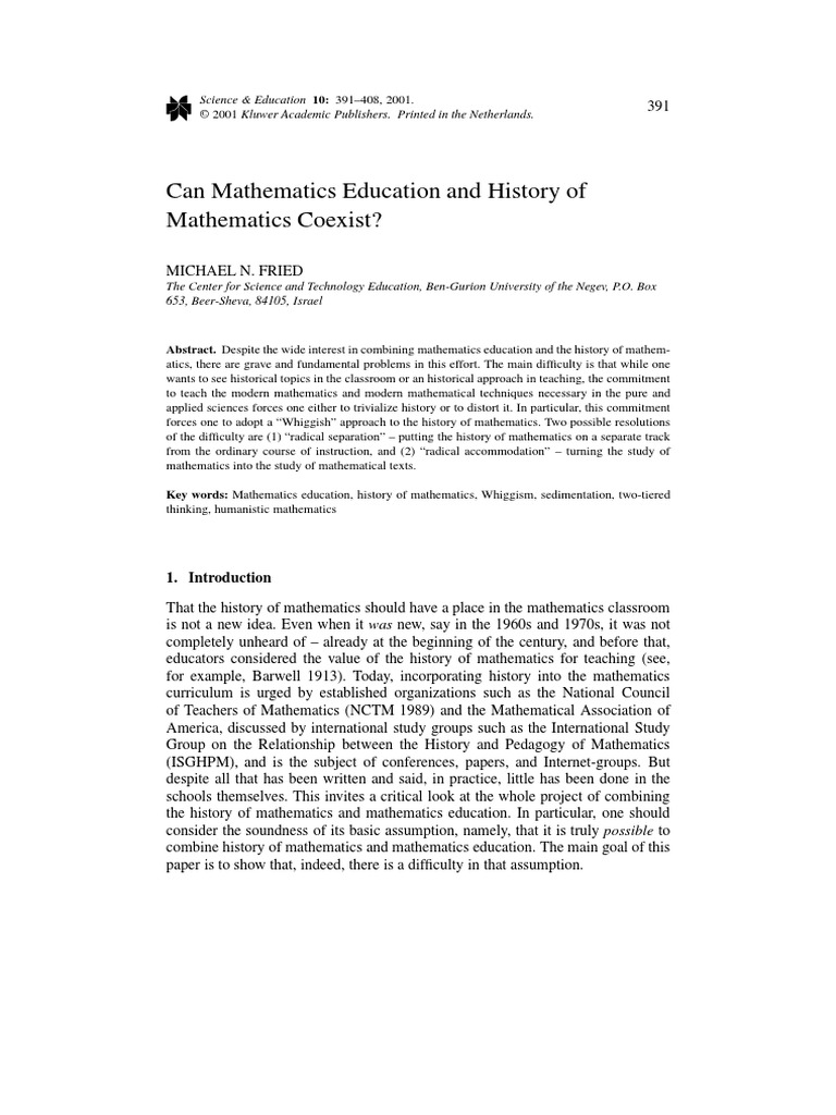 Can History and Education Coexist | PDF | Teaching Mathematics | Relativism