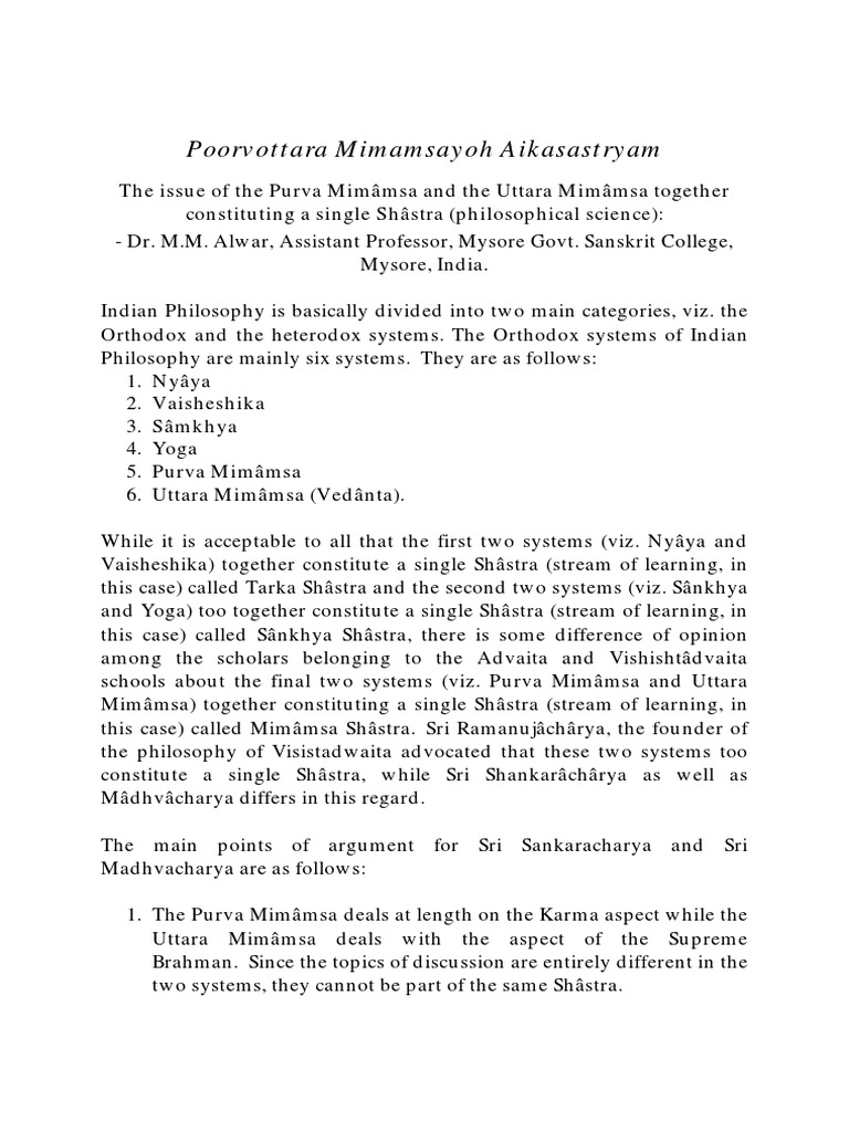 Purva Mimamsa | PDF | Vedanta | Vedas