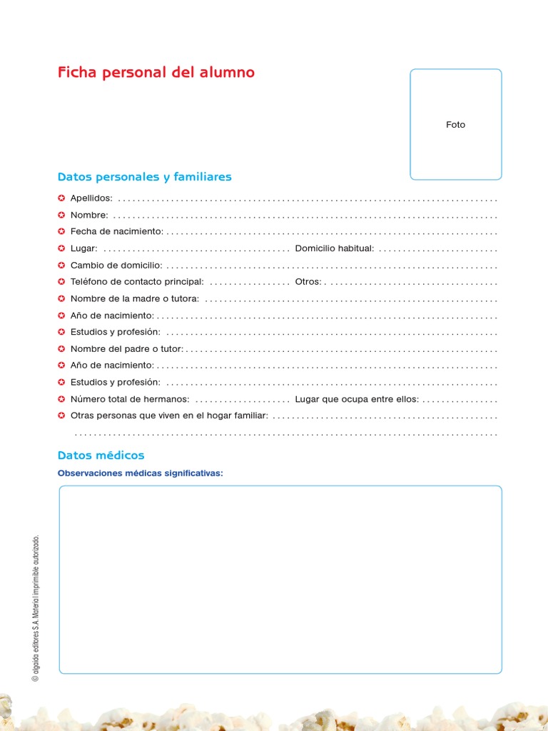 02 Ficha Personal Alumno | PDF | Modificación de comportamiento ...
