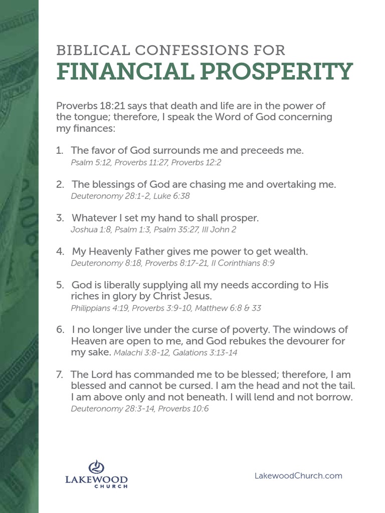 Biblical Confessions Financial Prosperity | PDF