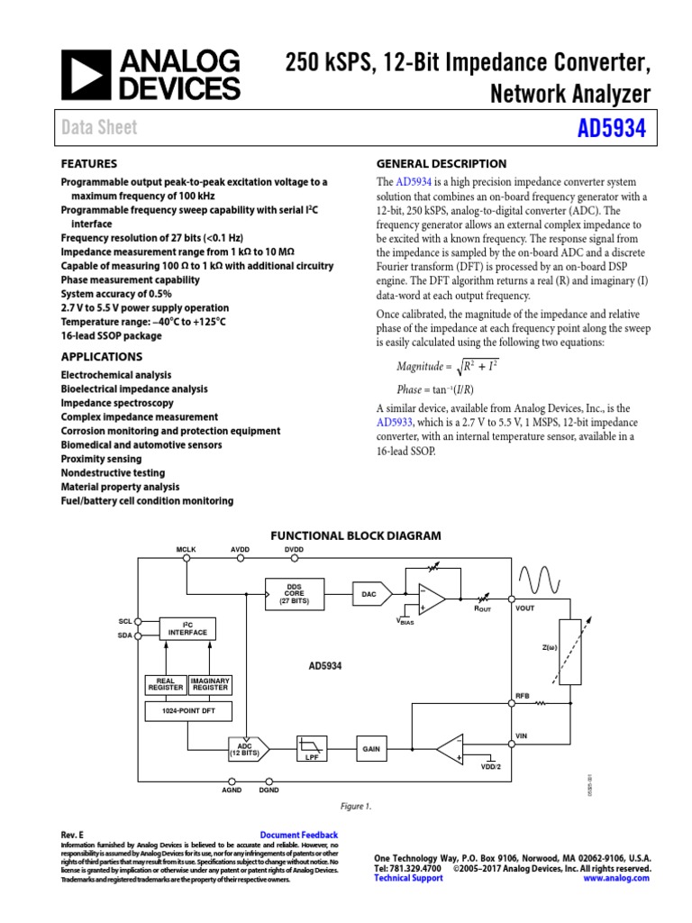 AD5934 | PDF | Analog To Digital Converter | Electrical Impedance