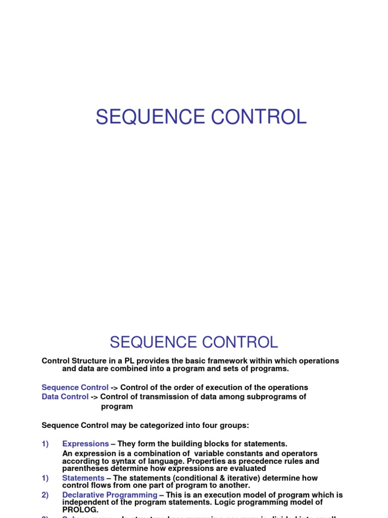Sequence Control | PDF | Subroutine | Control Flow Sequence Control | PDF | Subroutine | Control Flow