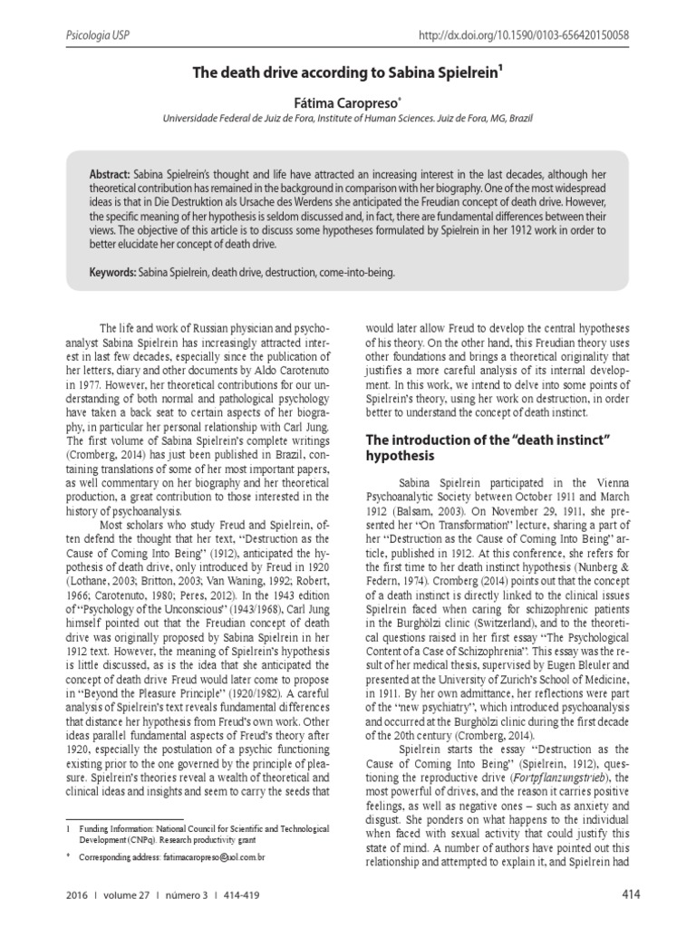 The Death Drive According To Sabina Spielrein | PDF | Sigmund Freud ...