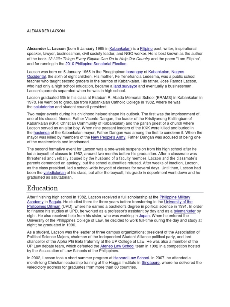 Education: Alexander Lacson | PDF