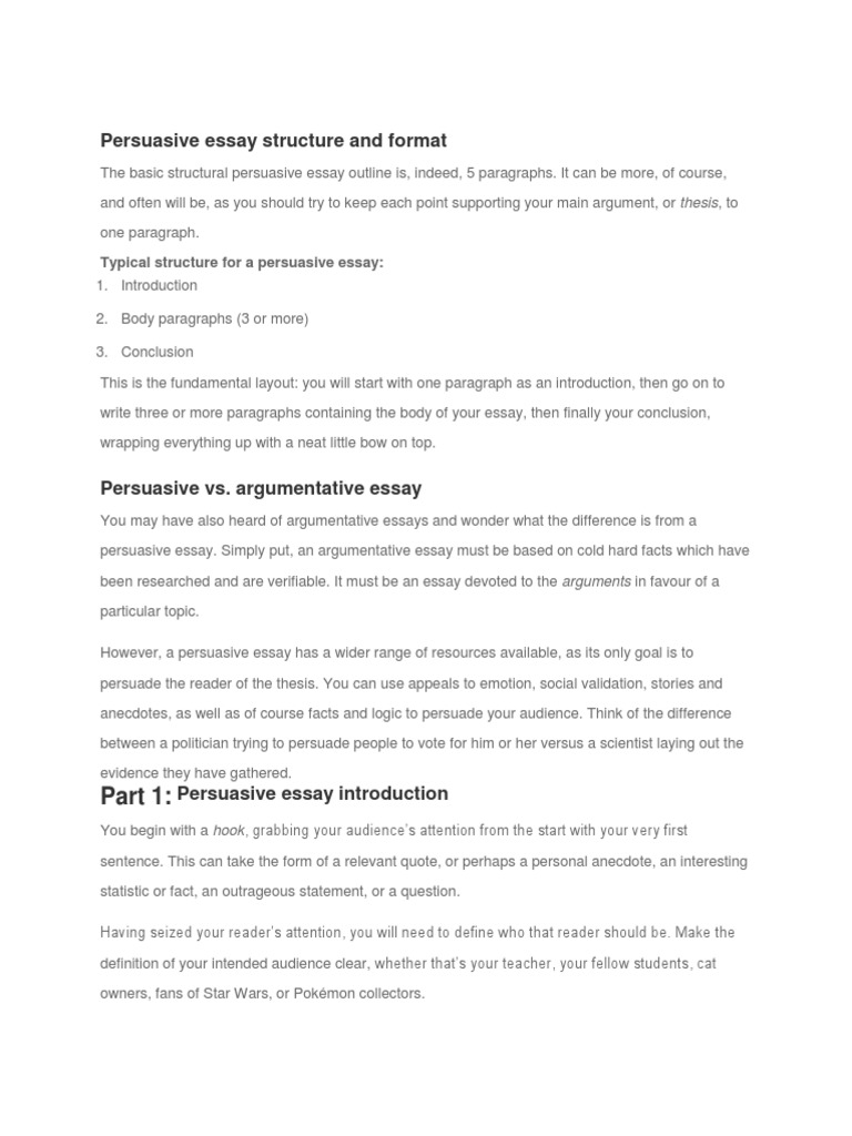 Persuasive Essay Structure and Format | PDF | Essays | Argument
