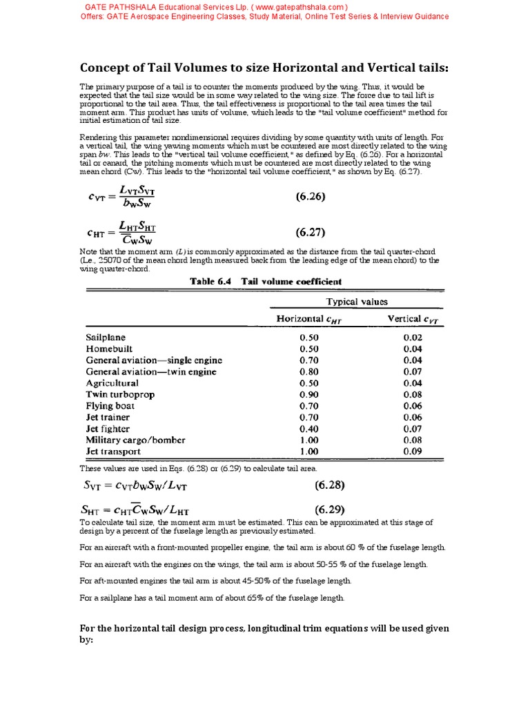 Concept of Tail Volumes To Size Horizontal and Vertical Tails | PDF ...