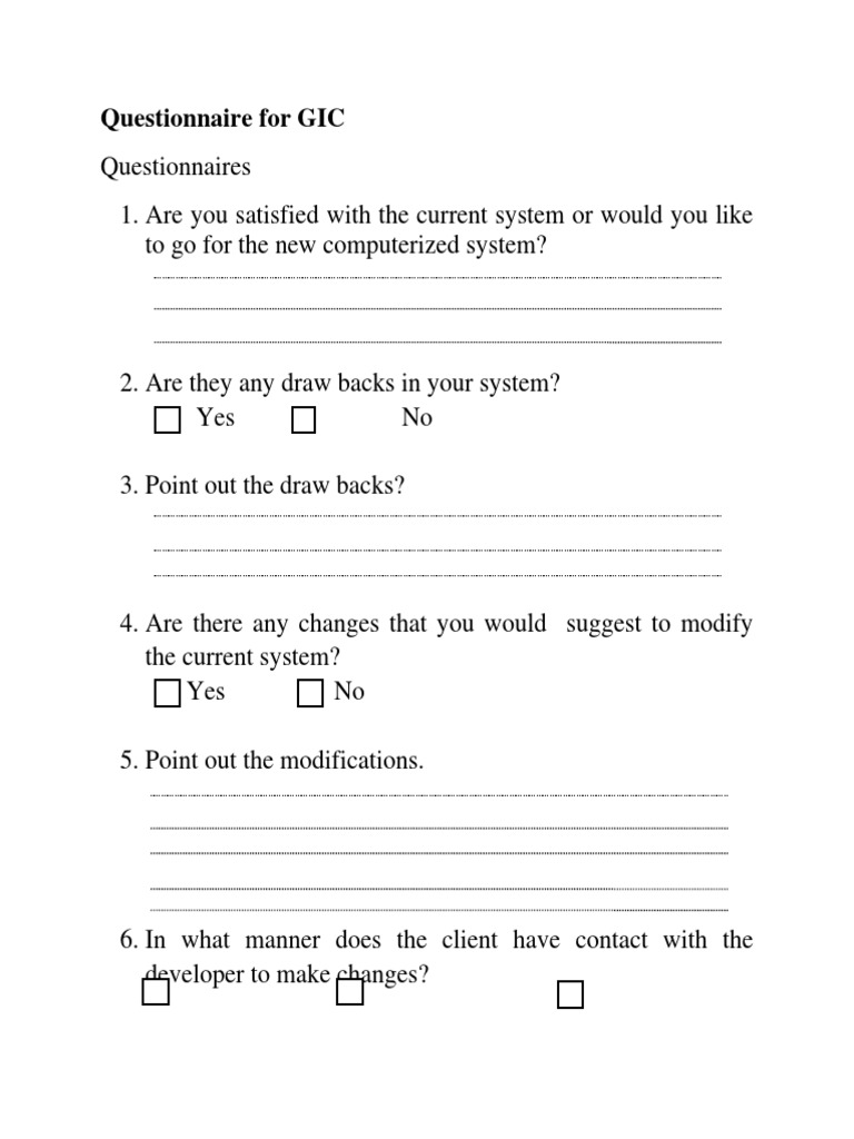 Questionnaire For GIC | PDF | Banking | Financial Technology