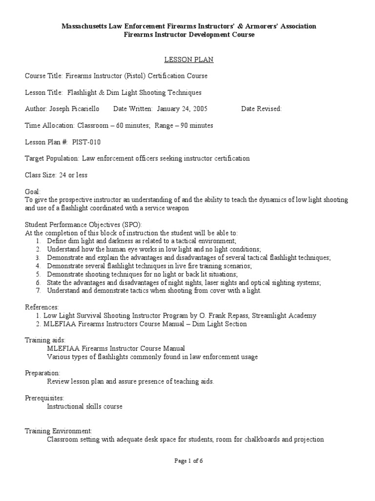 Pist-010 Flashlight & Dimlight Shooting Lesson Plan | PDF | Lighting ...